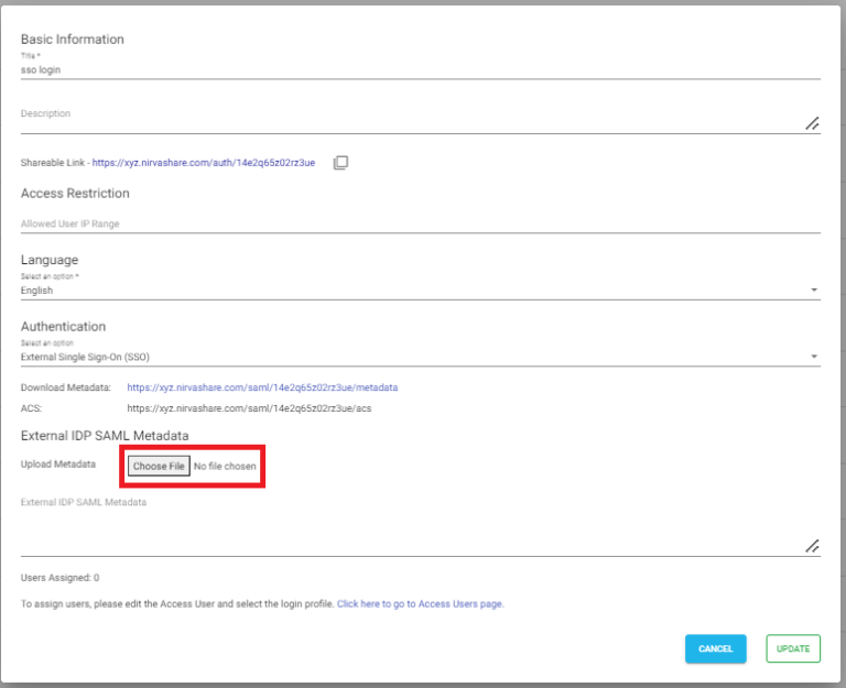 Updating External Idp Saml Metadata In Login Profile Nirvashare