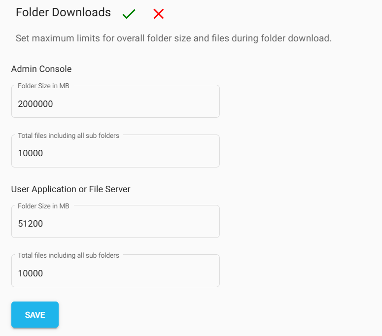 Folder Download Limits